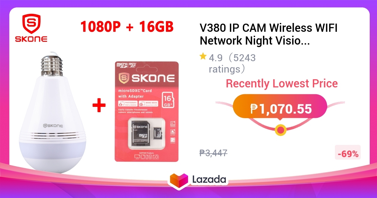 V380 IP CAM Wireless WIFI Network Night Vision Security Two-Way Audio ...