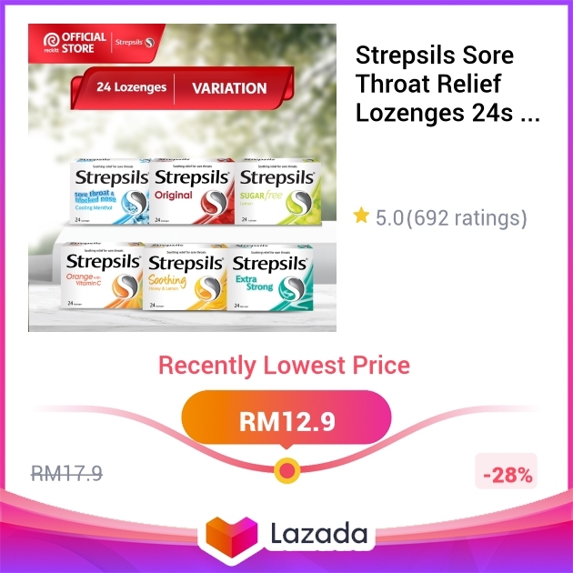 Strepsils Sore Throat Relief Lozenges 24s - Original/Cool/Extra Strong ...