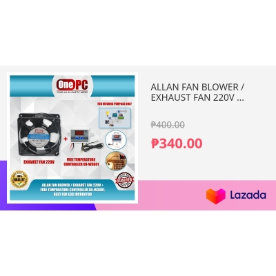 ALLAN FAN BLOWER / EXHAUST FAN 220V + FREE TEMPERATURE CONTROLLER XH ...