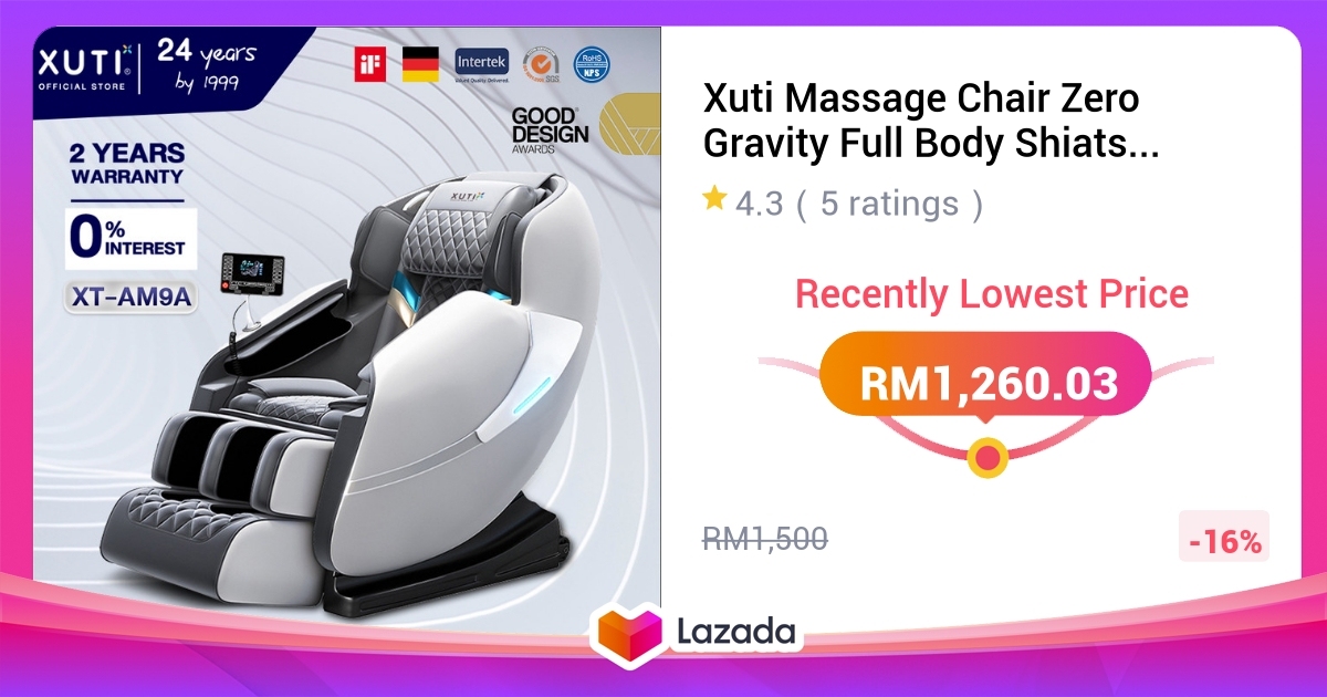 Xuti Massage Chair Zero Gravity Full Body Shiatsu Wt Heating Therapy ...