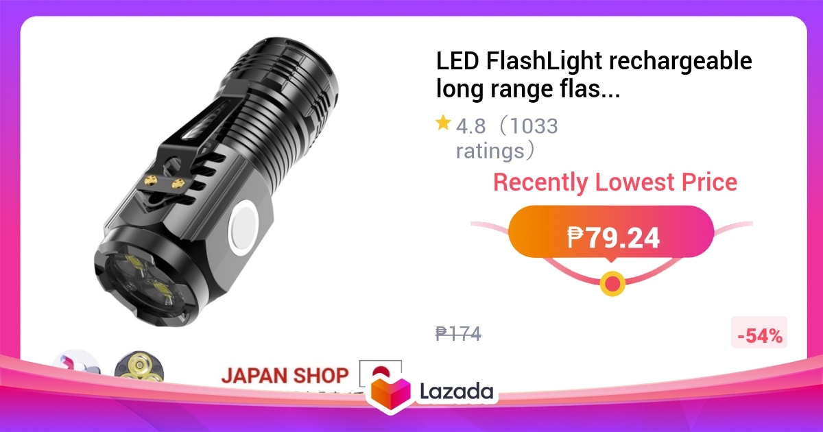 LED FlashLight rechargeable long range flash light heavy duty japan waterproof original ...
