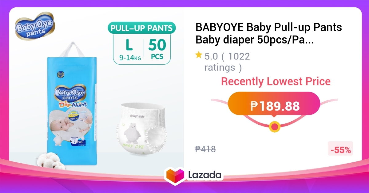 BABYOYE Baby Pull-up Pants Baby diaper 50pcs/Pac Large Size Medium ...