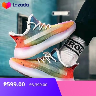 Korean Popular Yeezy Fashion Shoes With Rainbow Design Colors Make Men ...