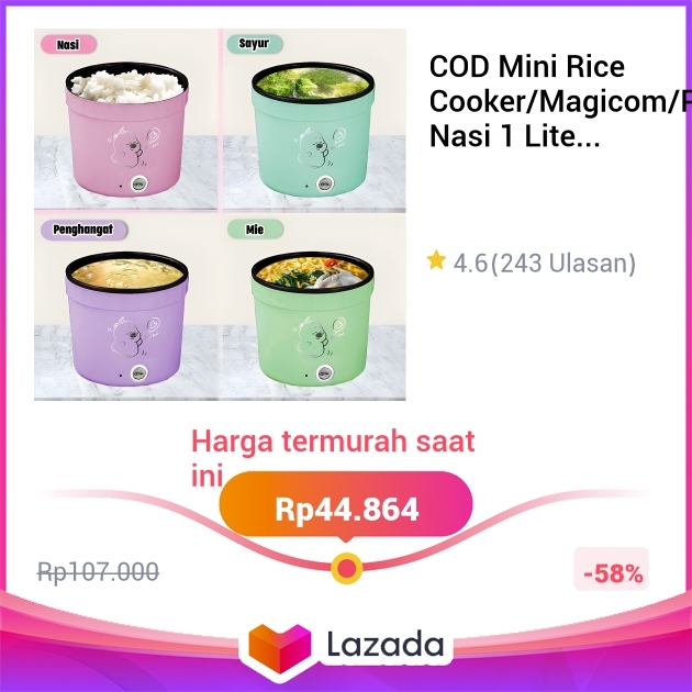 COD Mini Rice Cooker/Magicom/Penanak Nasi 1 Liter MULTIFUNGSI KODE 6023 ...