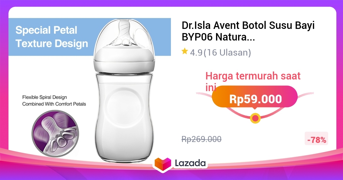 Dr.Isla Avent Botol Susu Bayi BYP06 Natural Bottle Twin 150ml/330ML 0M ...