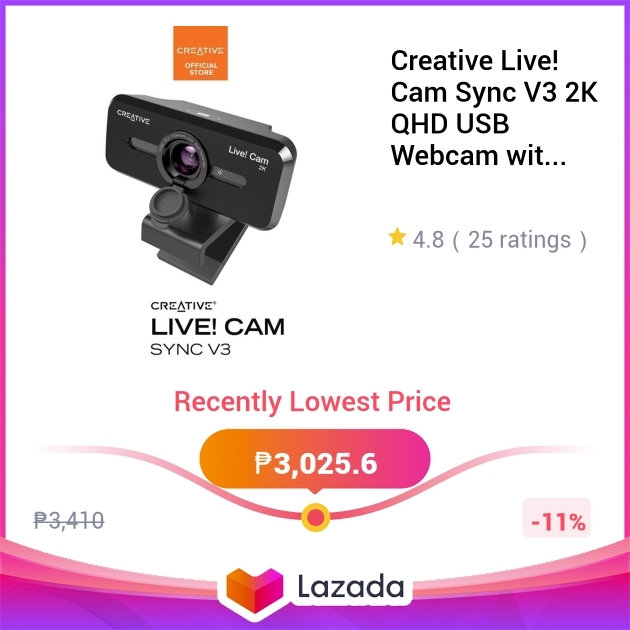 Creative Live! Cam Sync V3 2K QHD USB Webcam with 4X Digital Zoom (4 ...