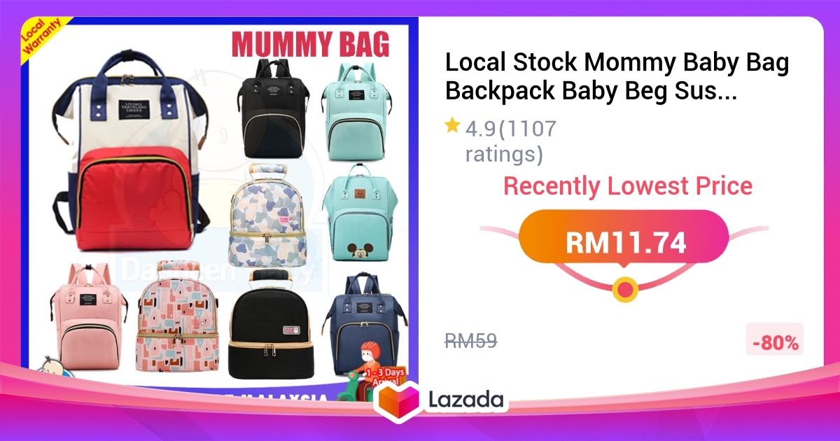 Local Stock Mommy Baby Bag Backpack Baby Beg Susu Beg Anak USB Charger ...