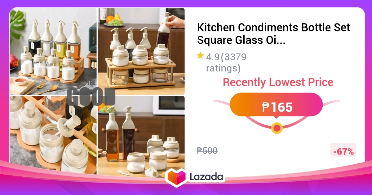 Kitchen Condiments Bottle Set Square Glass Oil Bottle Seasoning Pot and ...