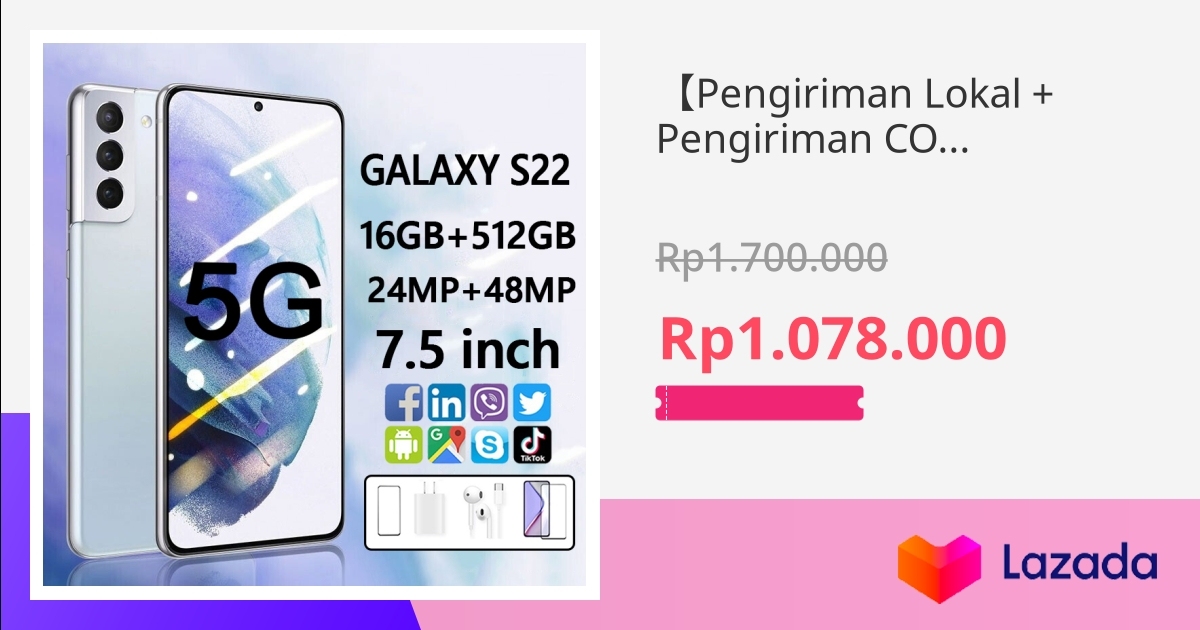 【Pengiriman Lokal + Pengiriman COD Gratis】handphone baru murah S22 ...