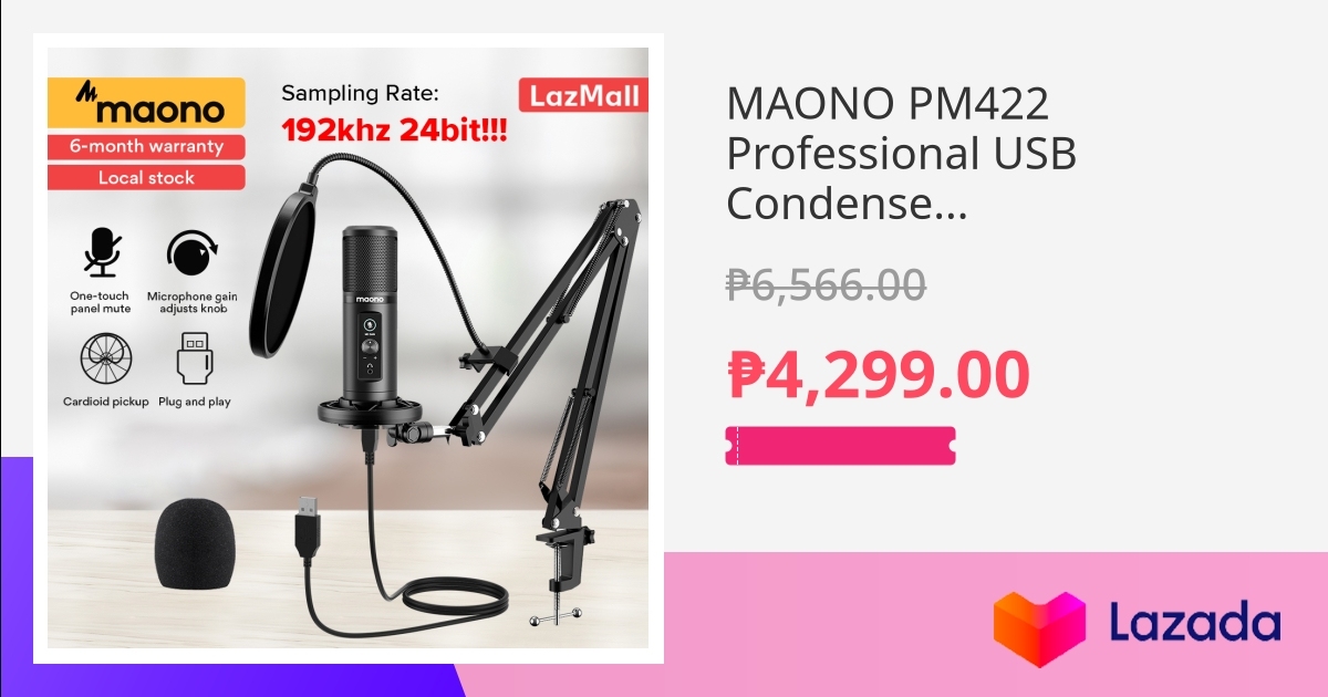MAONO PM422 Professional USB Condenser Microphone Cardioid Computer Mic ...