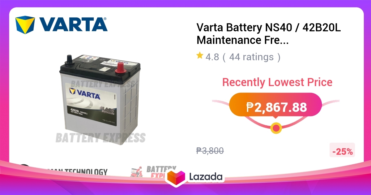 Varta Battery NS40 / 42B20L Maintenance Free Black Dynamic - Premium ...
