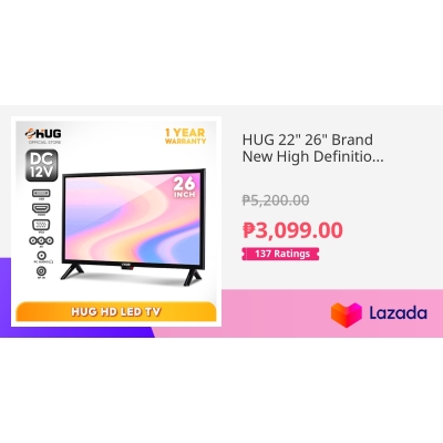 HUG 22" 26" Brand New High Definition LED TV Wall Mountable Flat Screen ...