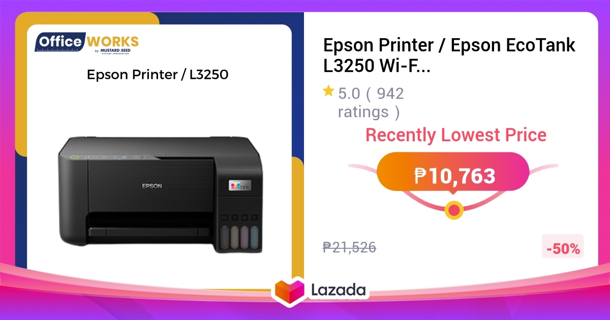 Epson Printer / Epson EcoTank L3250 Wi-Fi All-in-One Ink Tank Printer ...