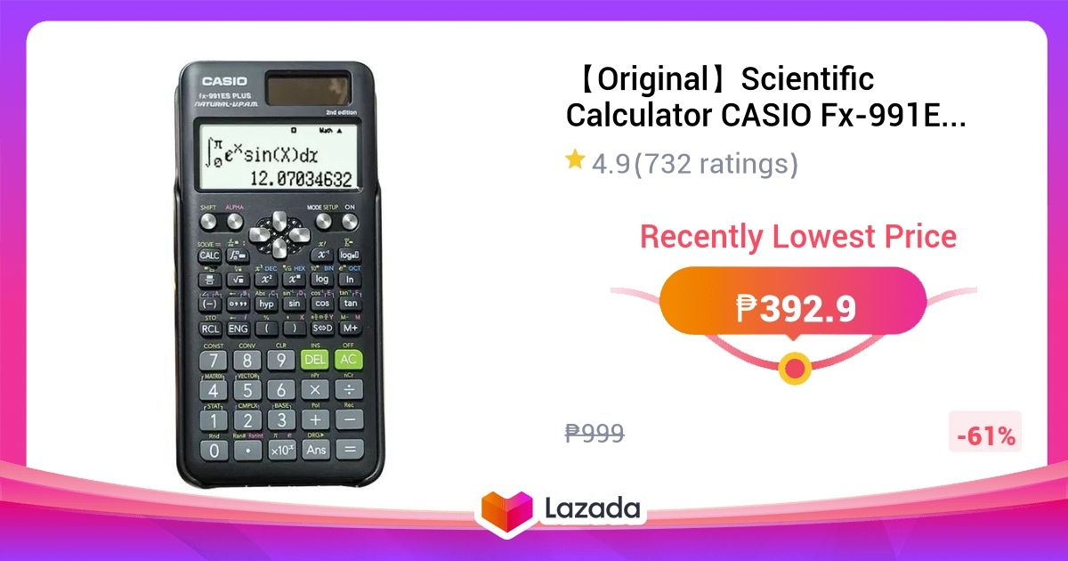 【Original】Scientific Calculator CASIO Fx-991ES plus Solar portable ...