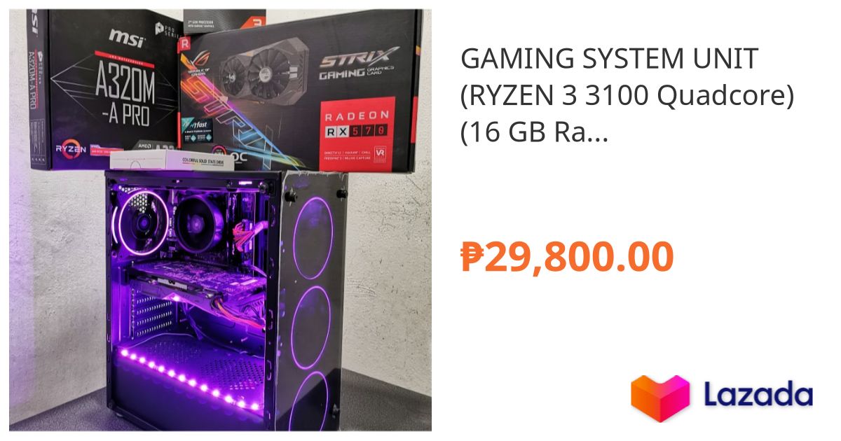 GAMING SYSTEM UNIT (RYZEN 3 3100 Quadcore) (16 GB Ram DDR4 ) (Msi ...