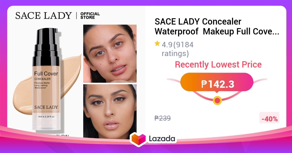 SACE LADY Concealer Waterproof Makeup Full Cover Flawless Oil-control ...
