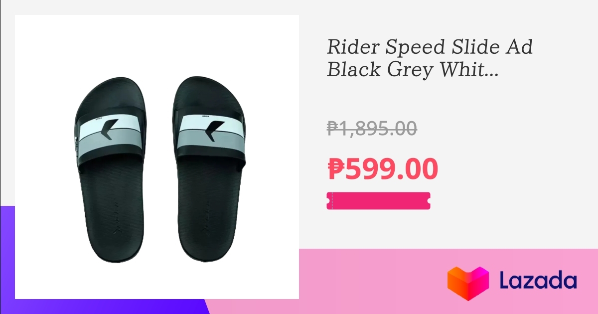 Rider Speed Slide Ad Black Grey White Men's Slides