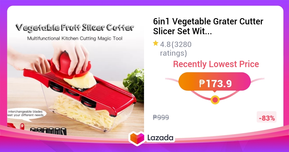 6in1 Vegetable Grater Cutter Slicer Set With Storage Box Fruit Slicers