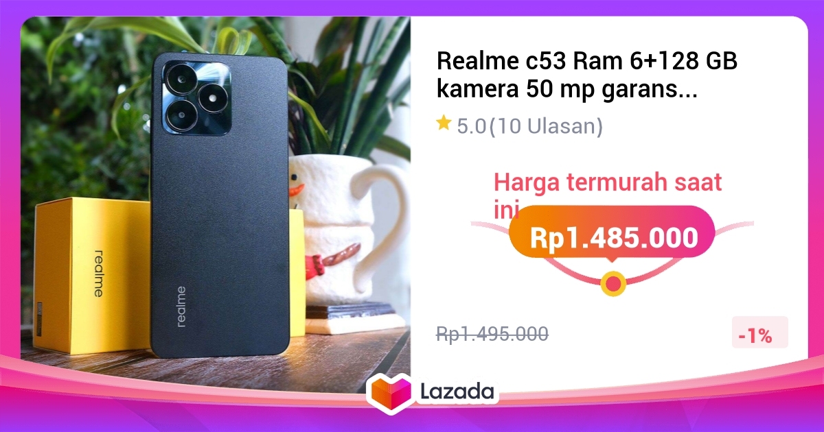 Realme c53 Ram 6+128 GB kamera 50 mp garansi resmi 1 tahun