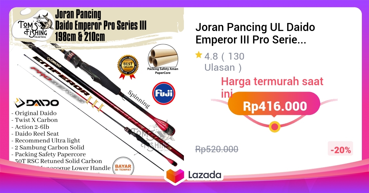 Joran Pancing UL Daido Emperor III Pro Series 198cm / 210cm Fuji (2 ...