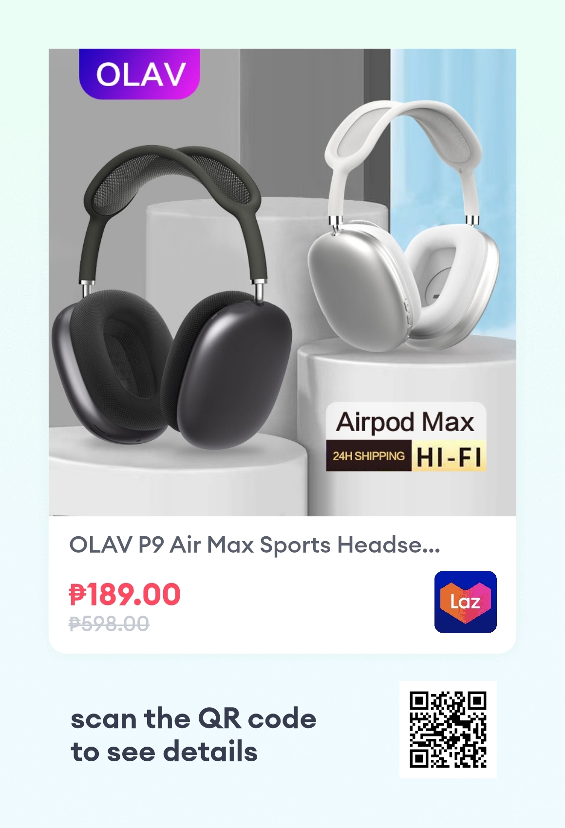 OLAV P9 Air Max Sports Headset Bluetooth Wireless Headphones With ...