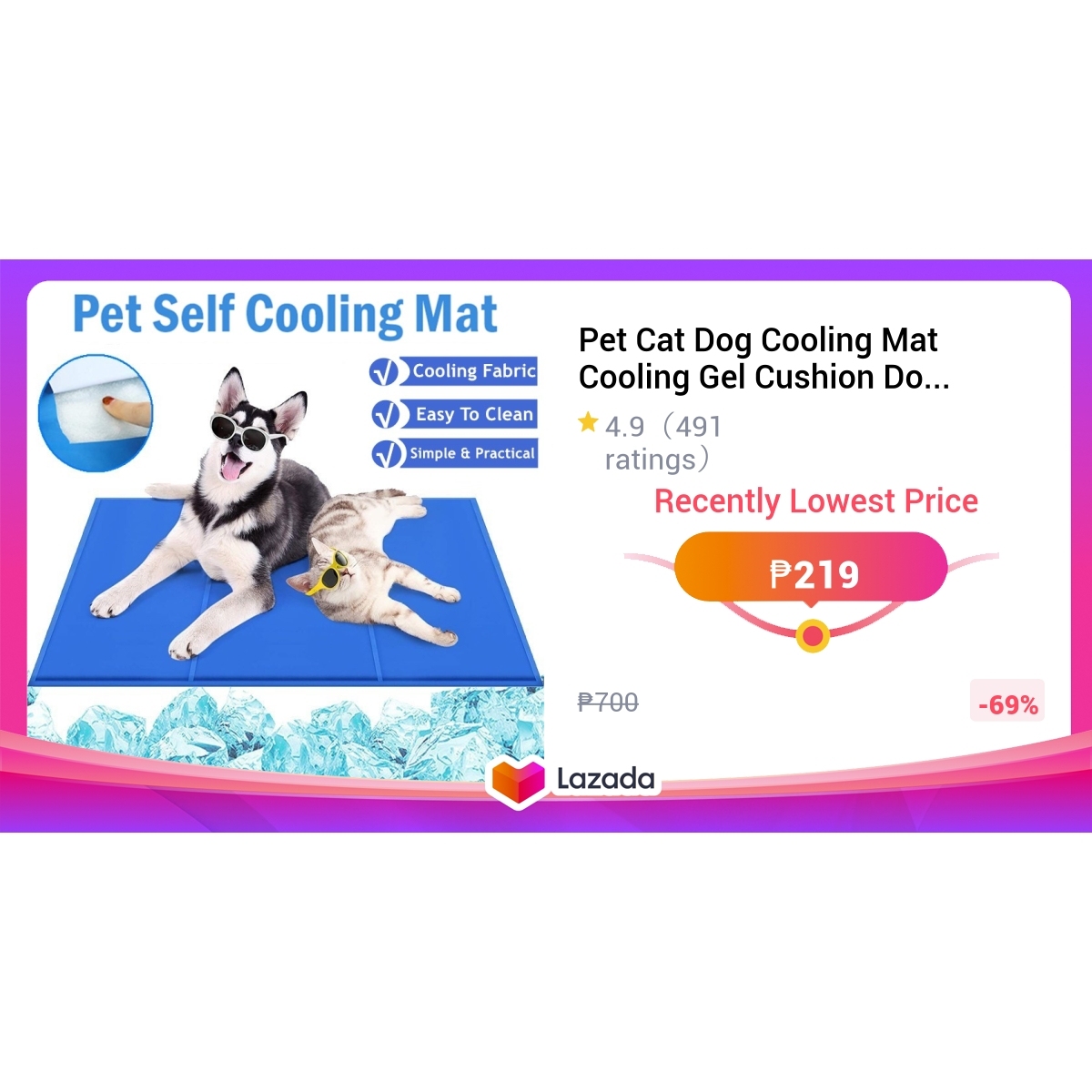Pet Cat Dog Cooling Mat Cooling Gel Cushion Dog Cat Cooling Pad Non ...