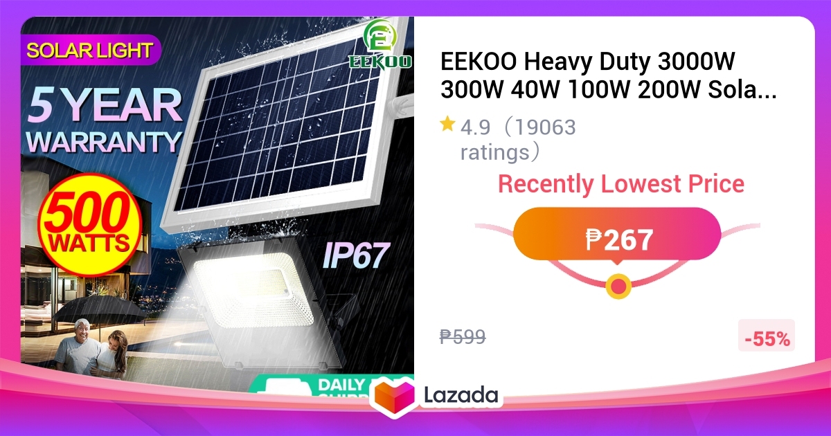 EEKOO Heavy Duty 3000W 300W 40W 100W 200W Solar Lights Led Outdoor Flood Light Street Lamp Panel ...