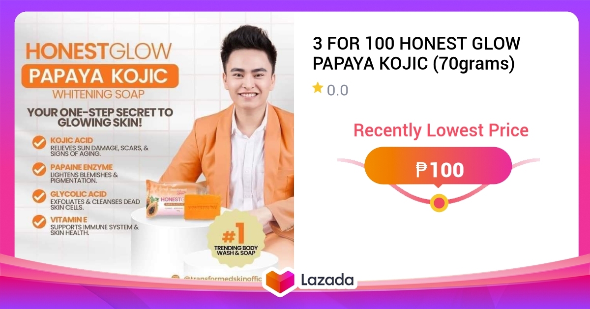 3 FOR 100 HONEST GLOW PAPAYA KOJIC (70grams)
