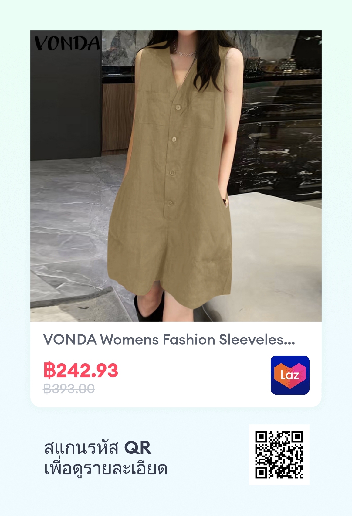 ชุดจั๊มสูทแขนกุดแฟชั่นสำหรับผู้หญิง VONDA มีกระเป๋าเสื้อคลุมหลวมทรงแข็ง ...