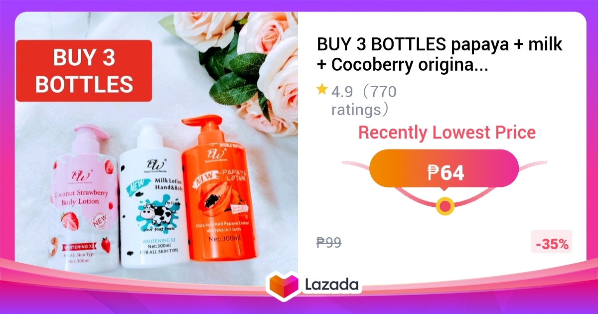 BUY 3 BOTTLES papaya + milk + Cocoberry original perfume lotion double ...