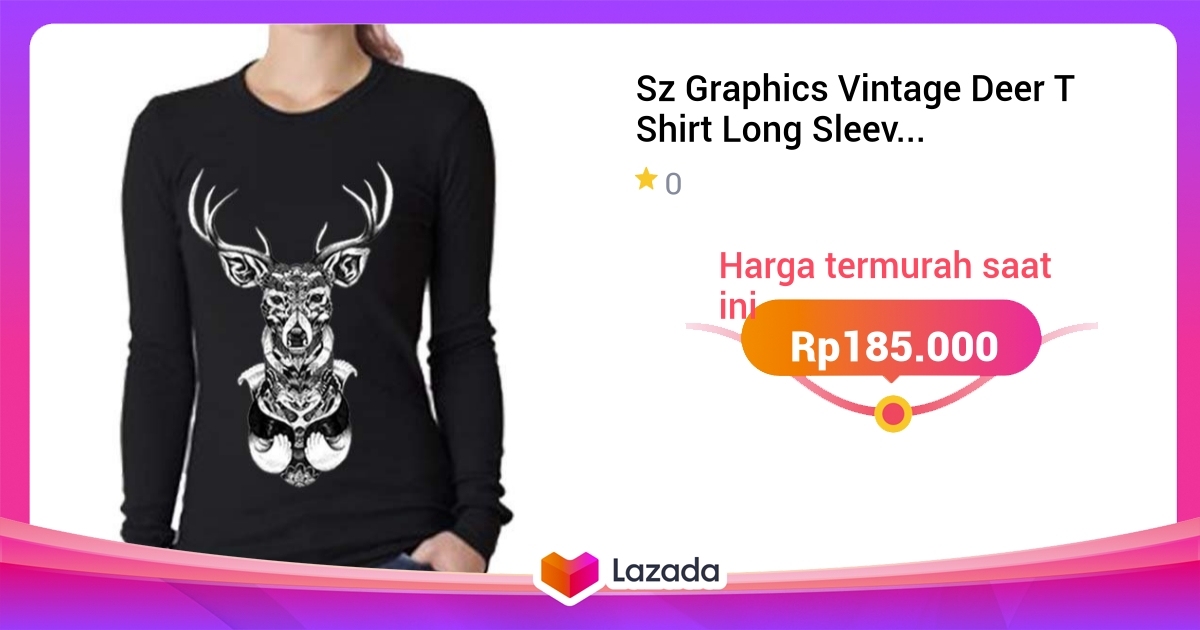 Sz Graphics Vintage Deer T Shirt Long Sleeve Wanita Kaos Lengan Panjang Wanita T Shirt Wanita ...