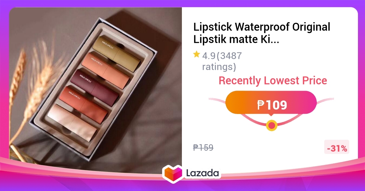 Lipstick Waterproof Original Lipstik matte Kit 5pcs/Set Mousse Velvet ...