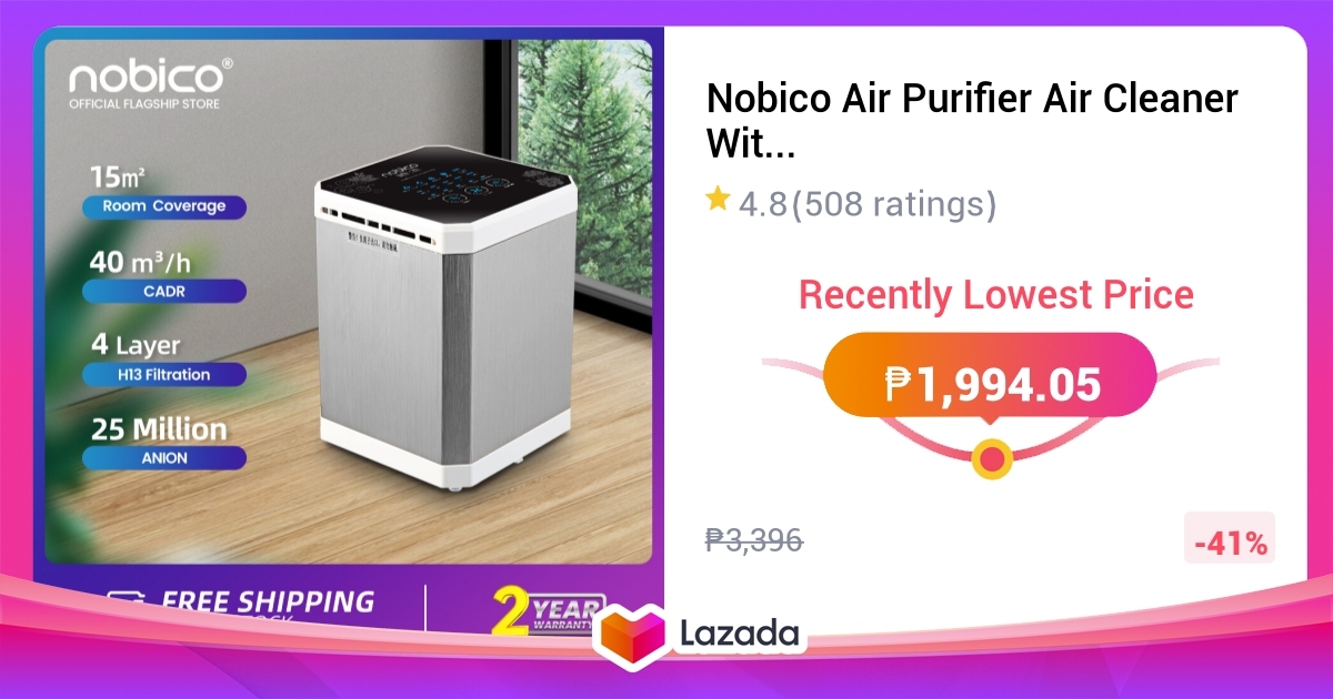 Nobico Air Purifier Air Cleaner With High-Efficiency Composite HEPA Filter,Sterilizer Portable ...