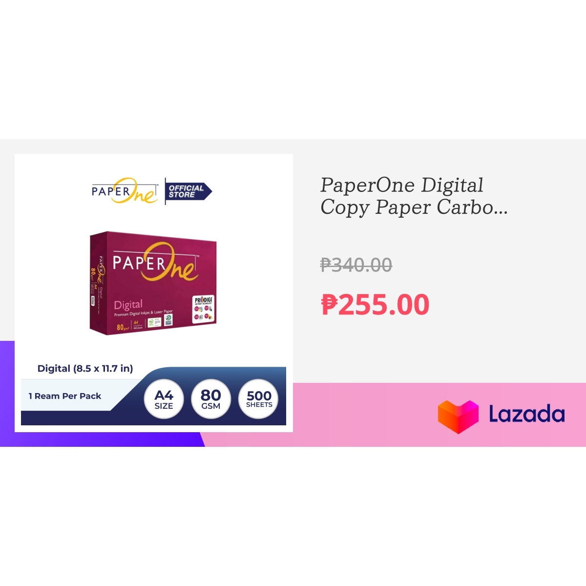 PaperOne Digital Copy Paper Carbon Neutral 80gsm A4 (500sheets/ream)