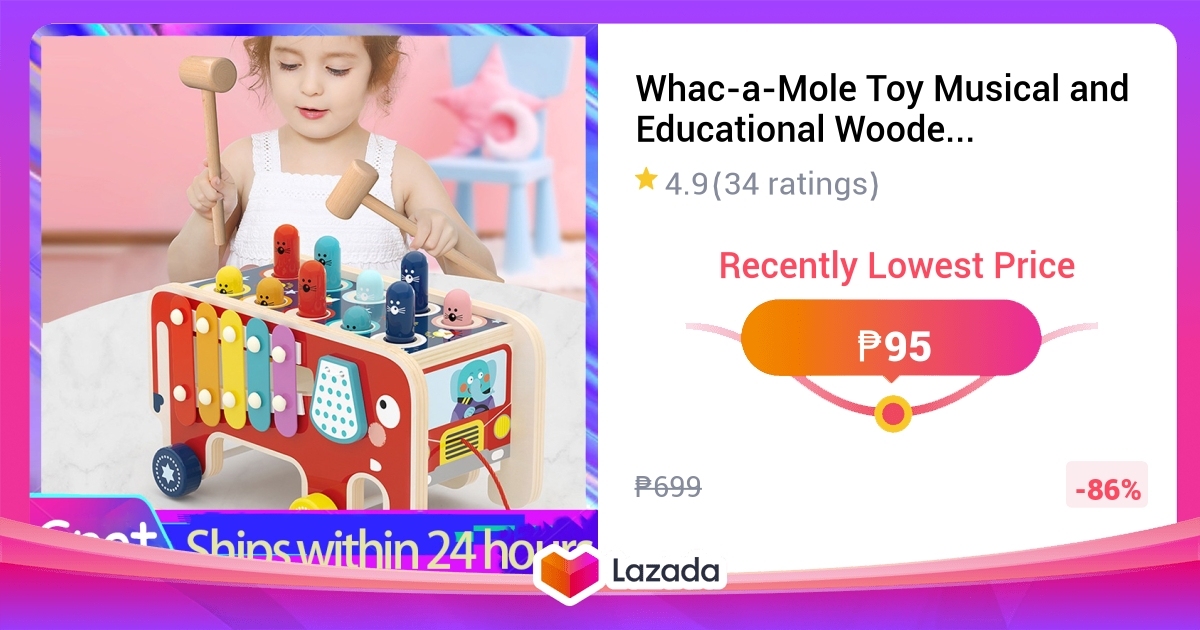 Whac-a-Mole Toy Musical and Educational Wooden Toys Wood Rainbow ...