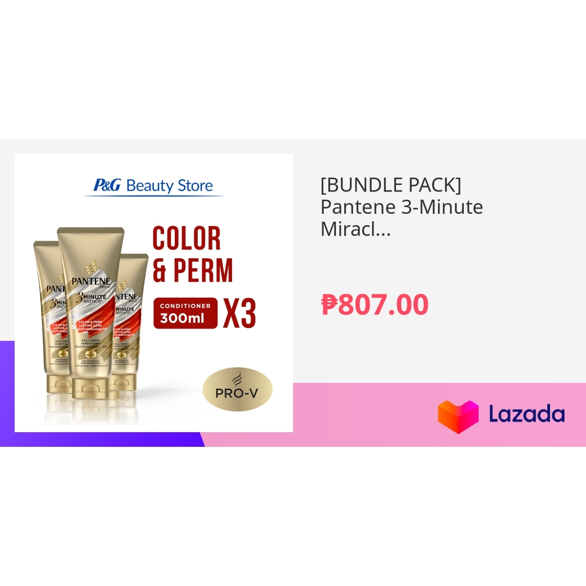 [BUNDLE PACK] Pantene 3-Minute Miracle Color & Perm Conditioner 300ml ...