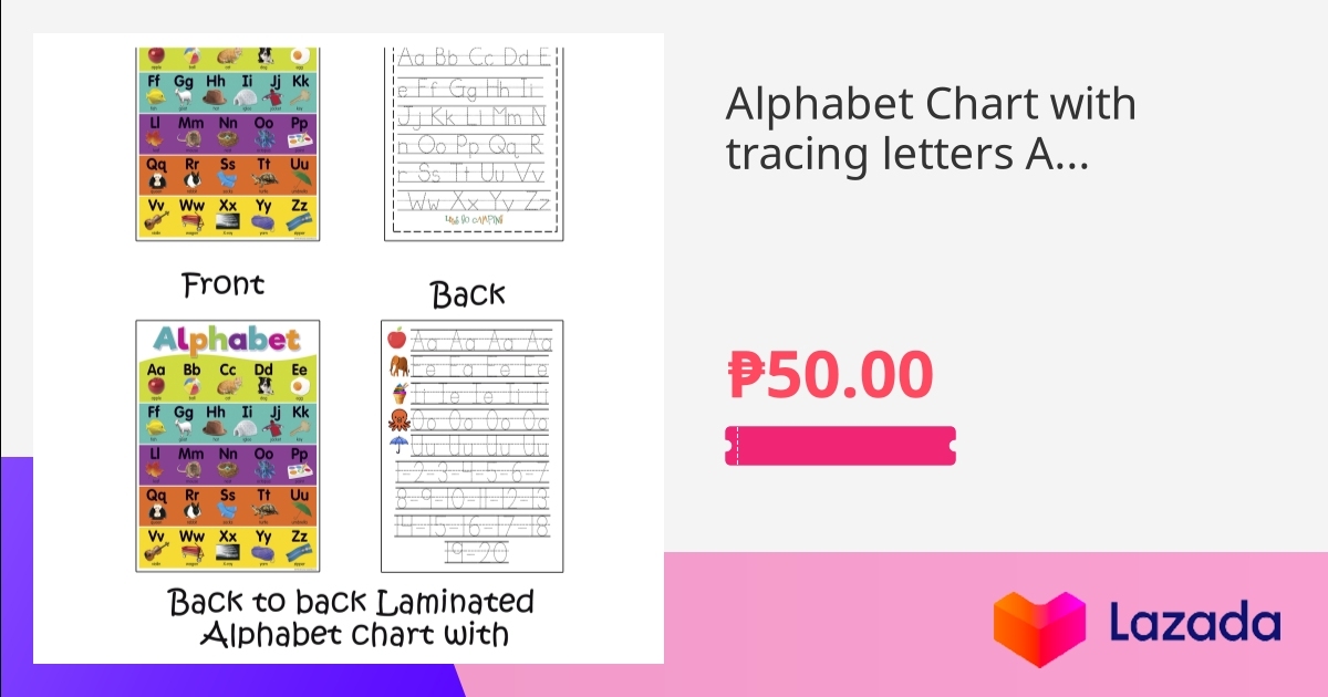 Alphabet Chart with tracing letters A4 size Laminated 250 microns