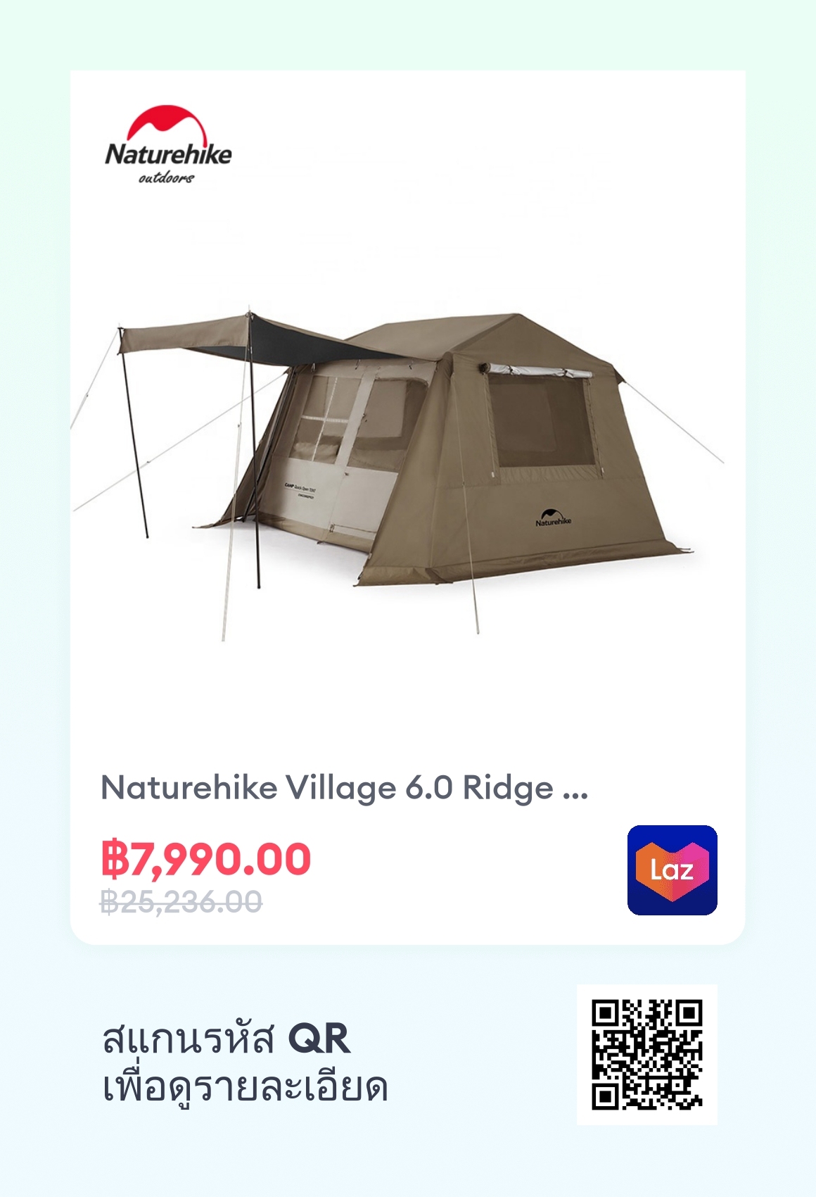 Naturehike Village 6.0 Ridge 2 generation Quick Open Tent 4-6 People Large Capacity family ...