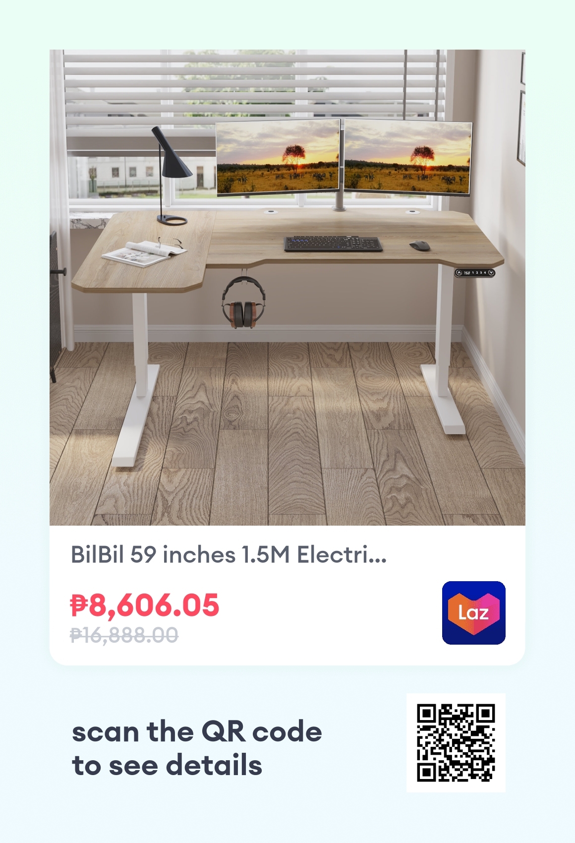 BilBil 59 inches 1.5M Electric Standing Desk Single Motor Desk Height ...