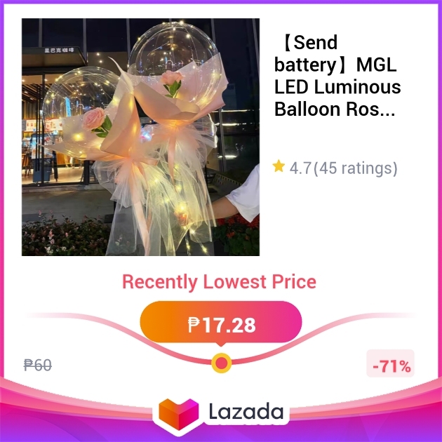 【Send battery】MGL LED Luminous Balloon Rose Bouquet Transparent Rose ...