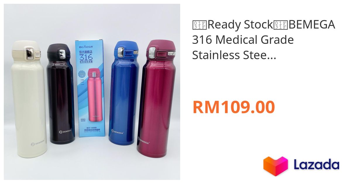 🌟Ready Stock🌟BEMEGA 316 Medical Grade Stainless Steel 800ML Vacuum Flask Thermos Keep Warm and ...