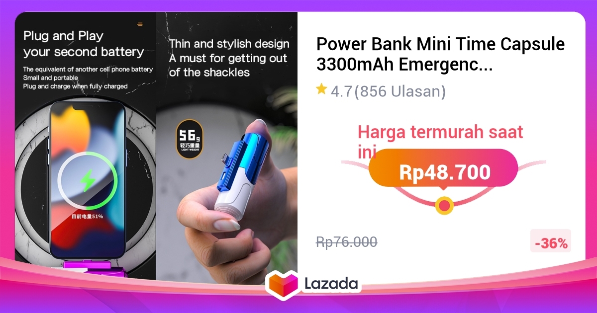 Power Bank Mini Time Capsule 3300mAh Emergency Phone Charger Mini ...