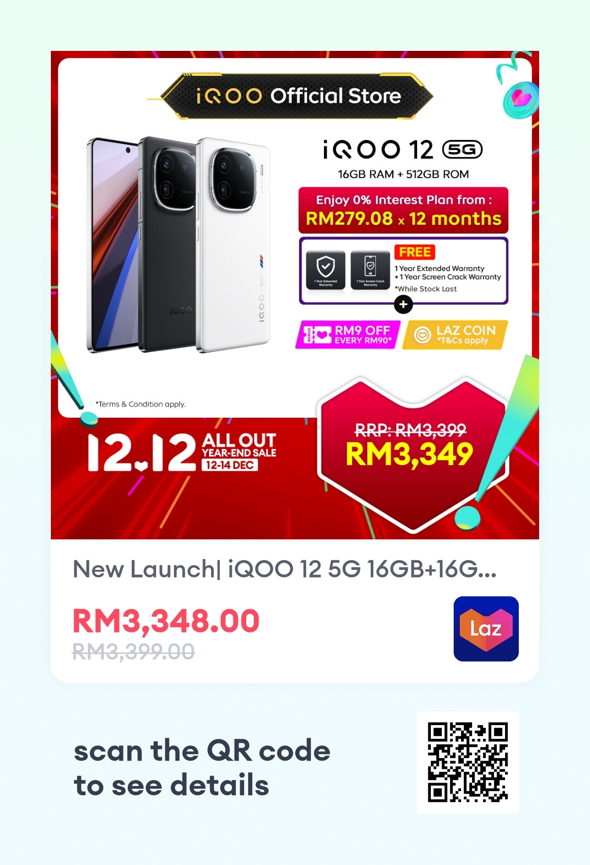 New Launch| iQOO 12 5G 16GB+16GB EXTENDED RAM+512GB ROM| 1st Snapdragon ...