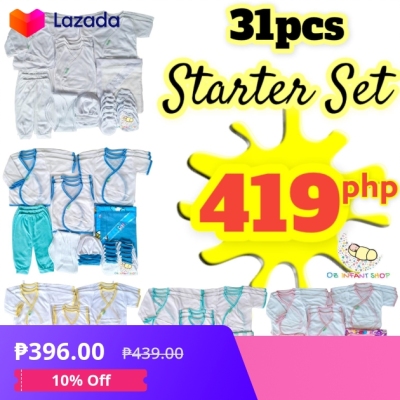 31pcs Starter Set Newborn Baby Infant Clothe Polyester Fabric