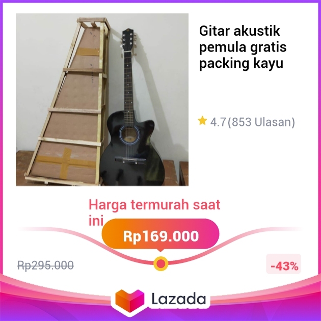 Gitar akustik pemula gratis packing kayu