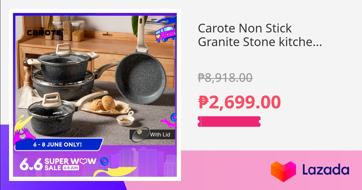 Carote Non Stick Granite Stone kitchen cookware set,Healthy non stick ...