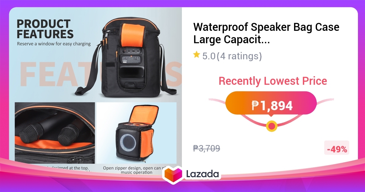 Waterproof Speaker Bag Case Large Capacity Portable Bluetooth ...