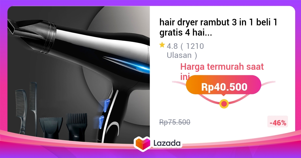 hair dryer rambut 3 in 1 beli 1 gratis 4 hair dryer salon profesional 750w ion pengering rambut ...