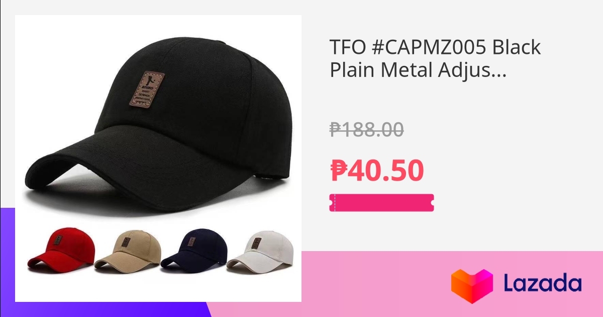 TFO #CAPMZ005 Black Plain Metal Adjust Cap Fashion Hats Outdoor Bull ...