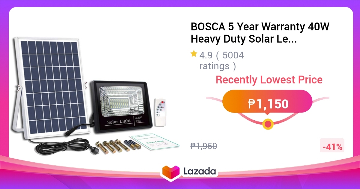 BOSCA 5 Year Warranty 40W Heavy Duty Solar Led Outdoor Flood Light ...